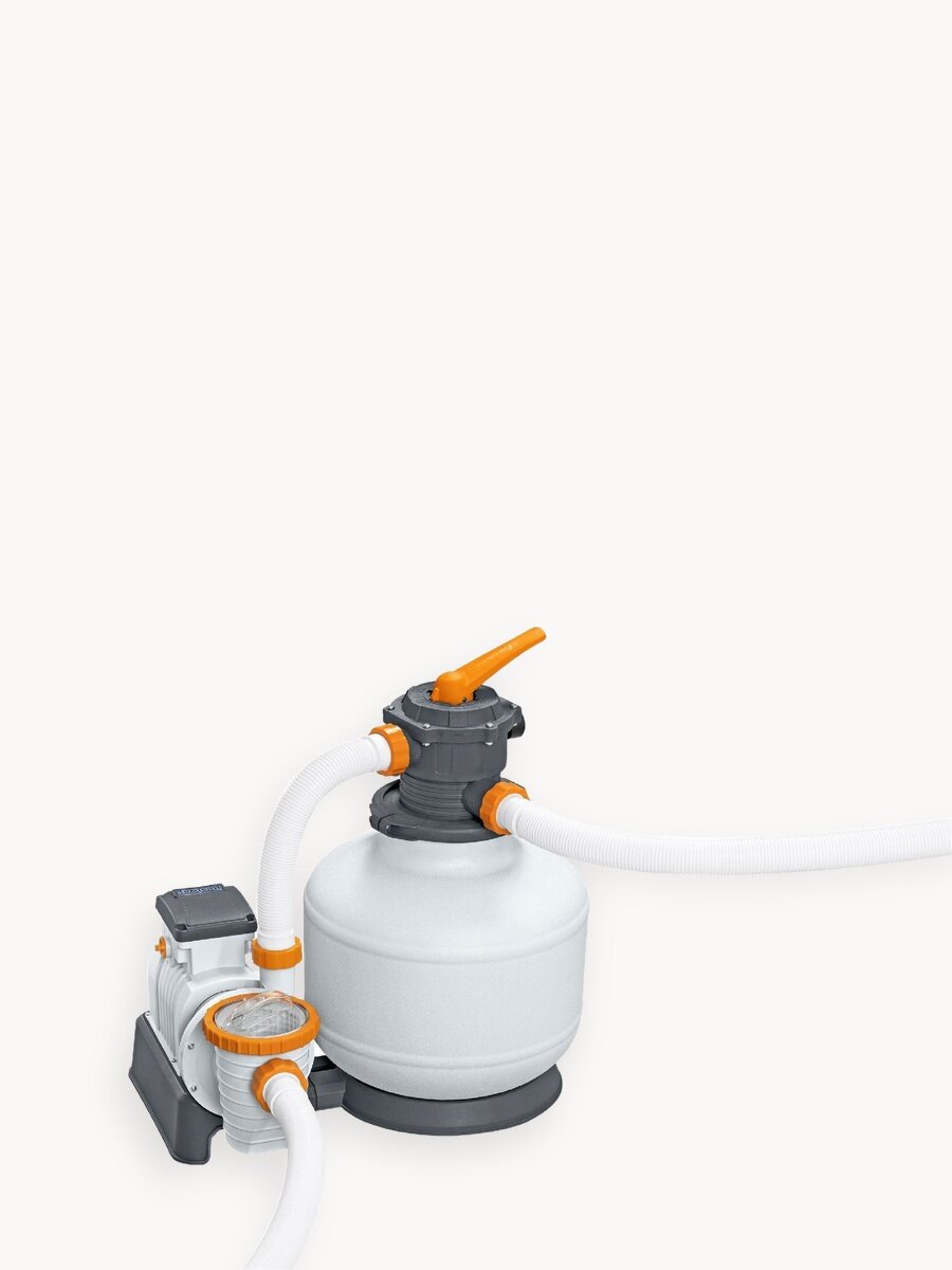 Песочный фильтр-насос 11355 л/ч, резервуар для песка 36кг, фракция 0.45-0.85 мм Bestway