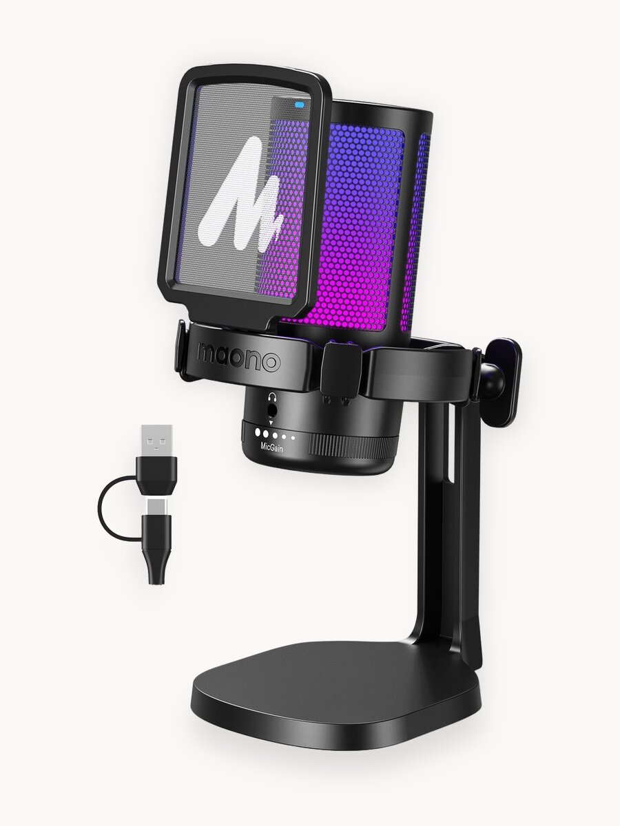 Конденсаторный игровой Микрофон для ПК MAONO, DGM20, USB черный