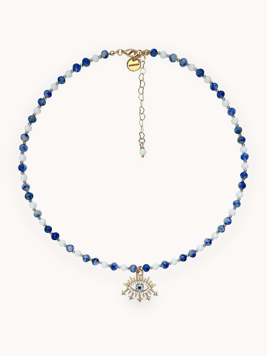 Бусы, агат, содалит