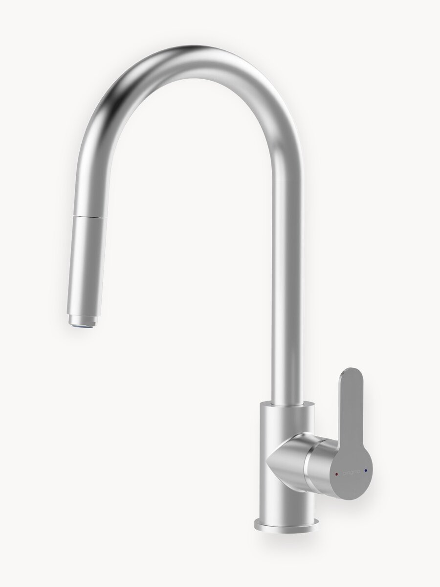 Смеситель для кухни с выдвижным изливом Pragma Melpul, матовый хром, MEL7. M1JP.027