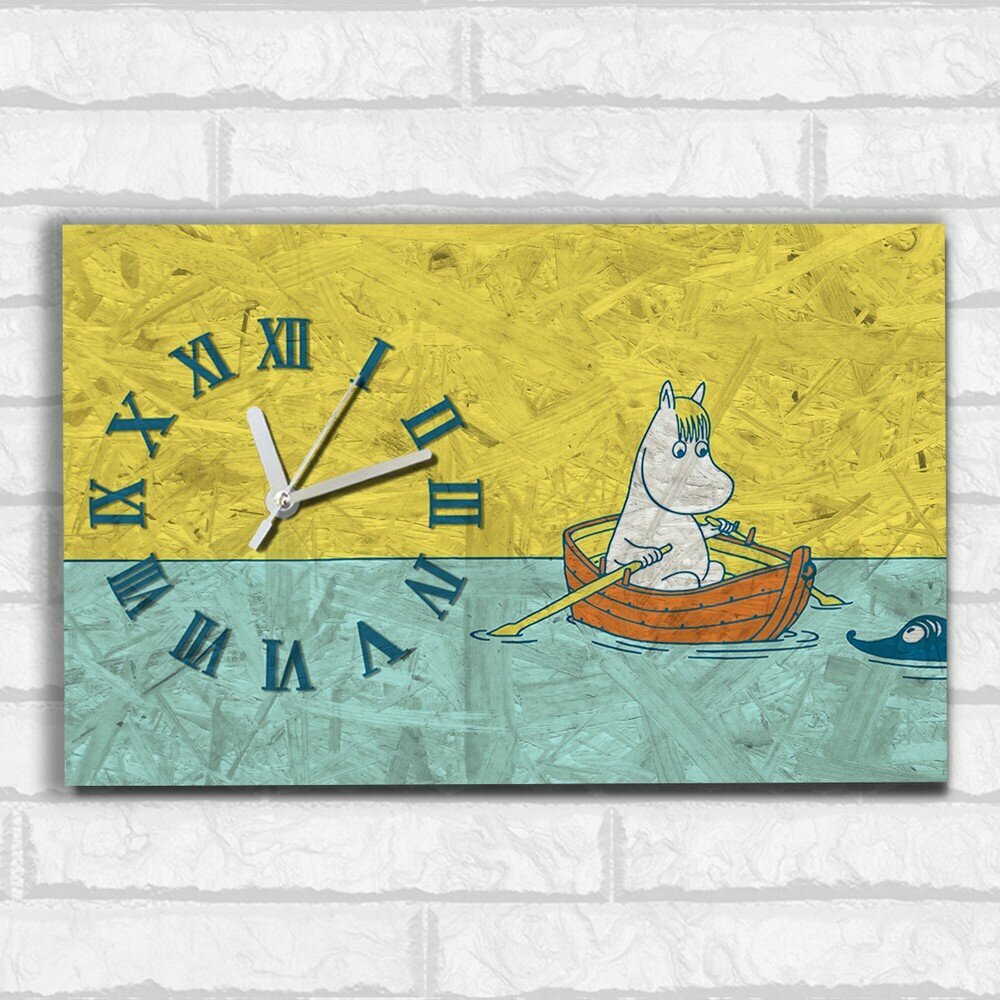 Настенные бесшумные часы ОСБ со смещенным циферблатом moomin (муми тролли, Мама, Снусмумрик, Титиу, Мора, Туве Янсон Детям, детский сыну дочки) - 873