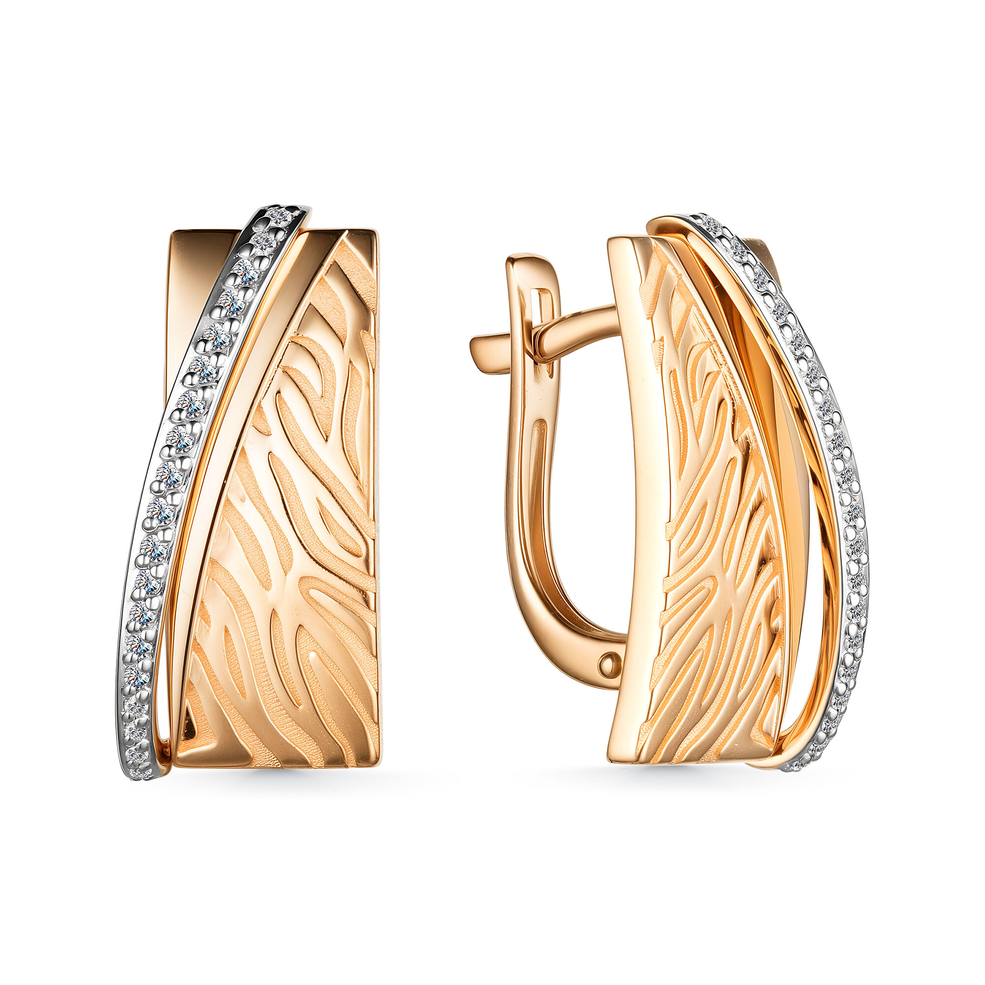 Серьги, красное золото, 585 проба, бриллиант