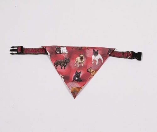 Декоративный ошейник с банданой, дизайнерский принт, длина 48 см, цвет Французские бульдоги