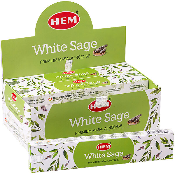 Индийские благовония HEM White Sage Premium Masala Incense (Белый Шалфей) 15г