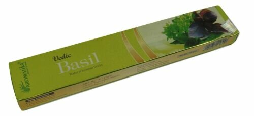 Vedic BASIL Natural Incense Sticks, Aromatika (базилик натуральные ароматические палочки, Ароматика), 15 г.