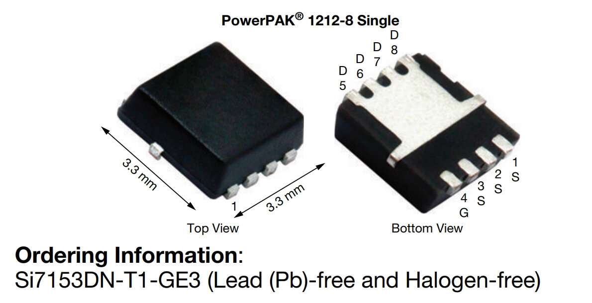 Микросхема SI7153DN P-Channel MOSFET 30V 18A POWERPAK-1212-8
