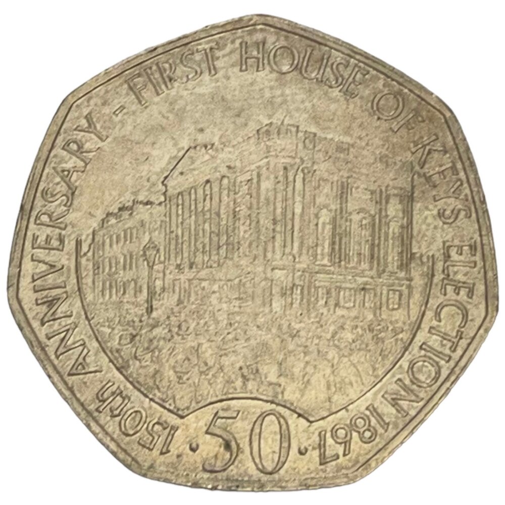 Остров Мэн 50 пенсов 2017 г. (150 лет первым выборам в Палату Ключей)