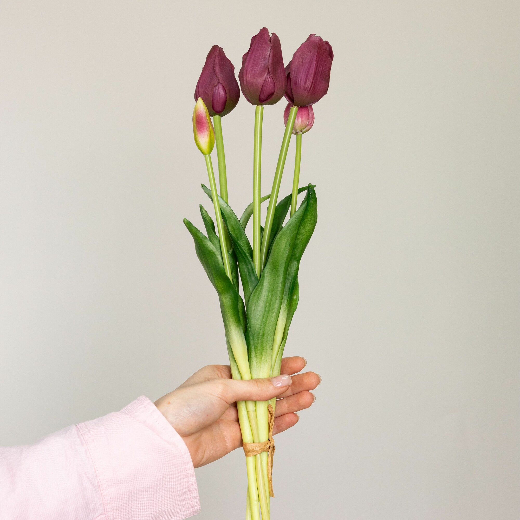 Букет тюльпанов бордовый 5 шт / Искусственные цветы для дома, декора, для букетов