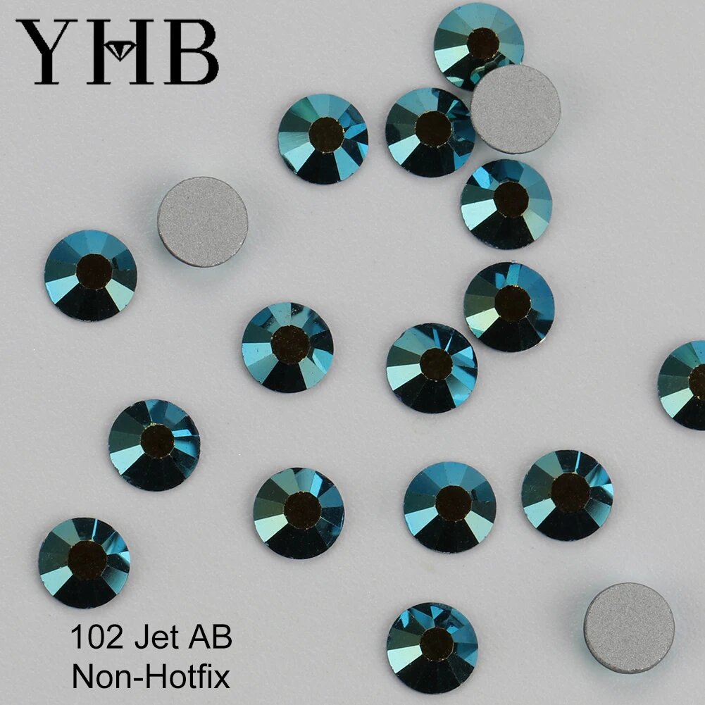 Стразы YHB 102 Jet AB, бирюзовые, 5mm SS20, 1440шт