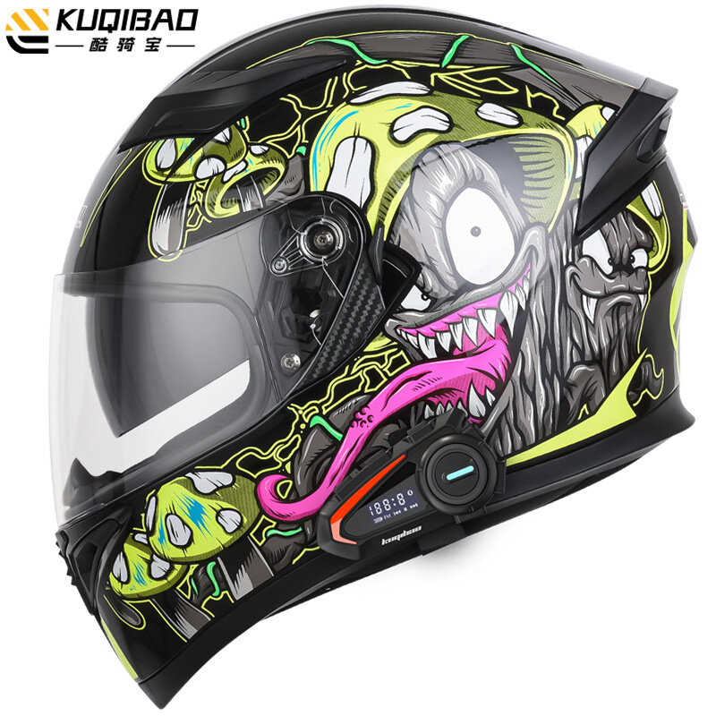 Шлем мотоциклетный "Крутая поездка", XXL, Bluetooth K20, серый