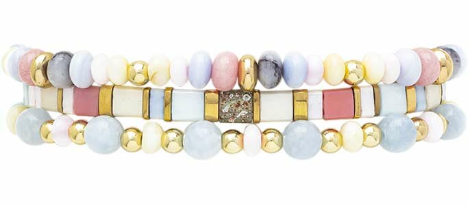 Набор браслетов из бусин Nouvelle mode J665113BS с бисером, перламутром, амазонитом