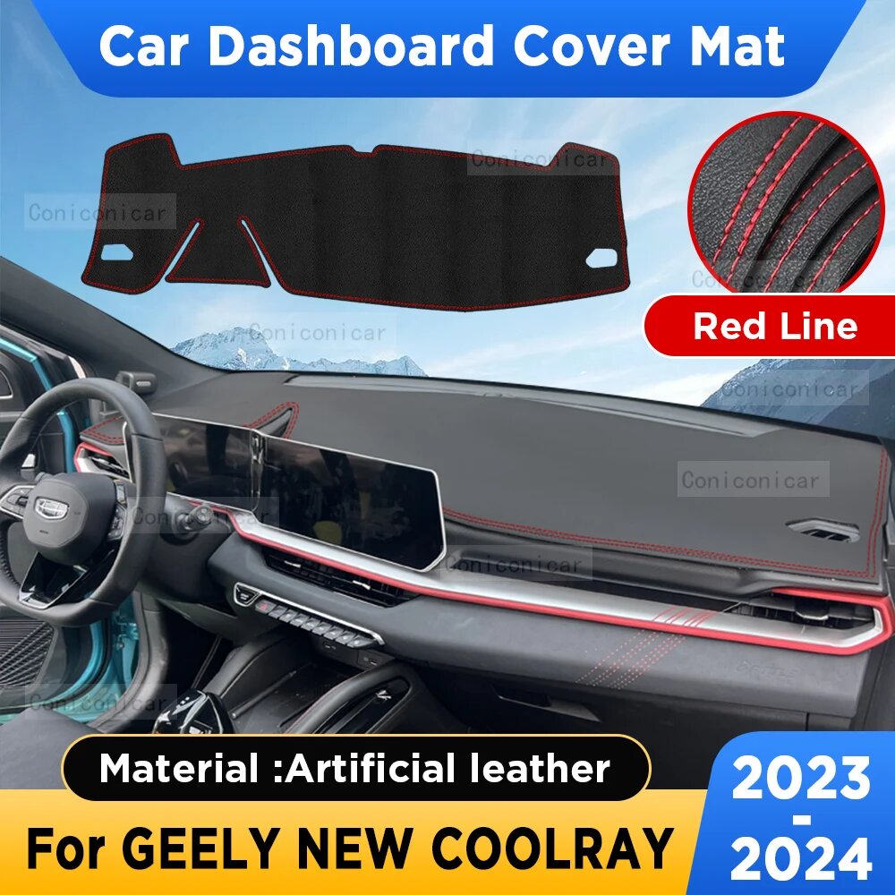 Для GEELY NEW COOLRAY 2023 2024 чехол для приборной панели автомобиля коврик для приборной Red Line