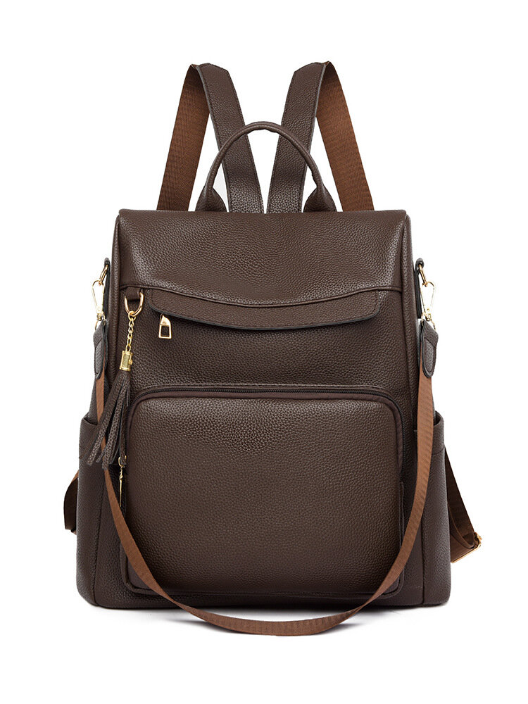 Рюкзак, женский, для путешествий, искусственная кожа, коричневый