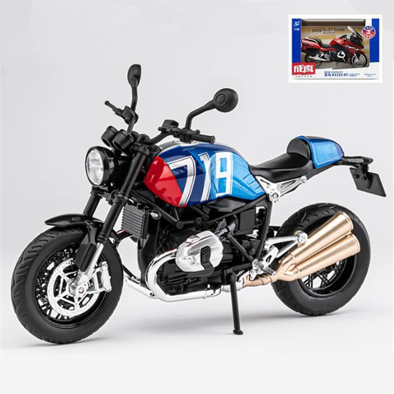 Мотоцикл BMW R NINE T 1:12, синий, в коробке