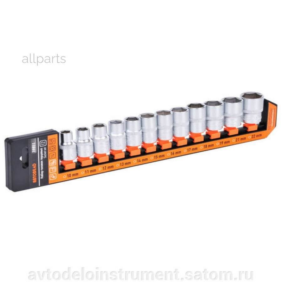 Автодело 39851 Набор головок 12пр (DR1 2 6РТ 10-22 мм холдер) АвтоDело 39851