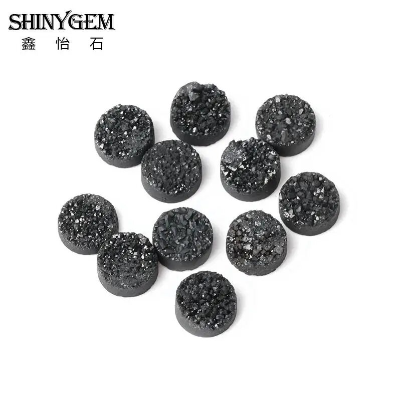 SHINYGEM черные друзы кварц бусины 10 мм, 10 шт