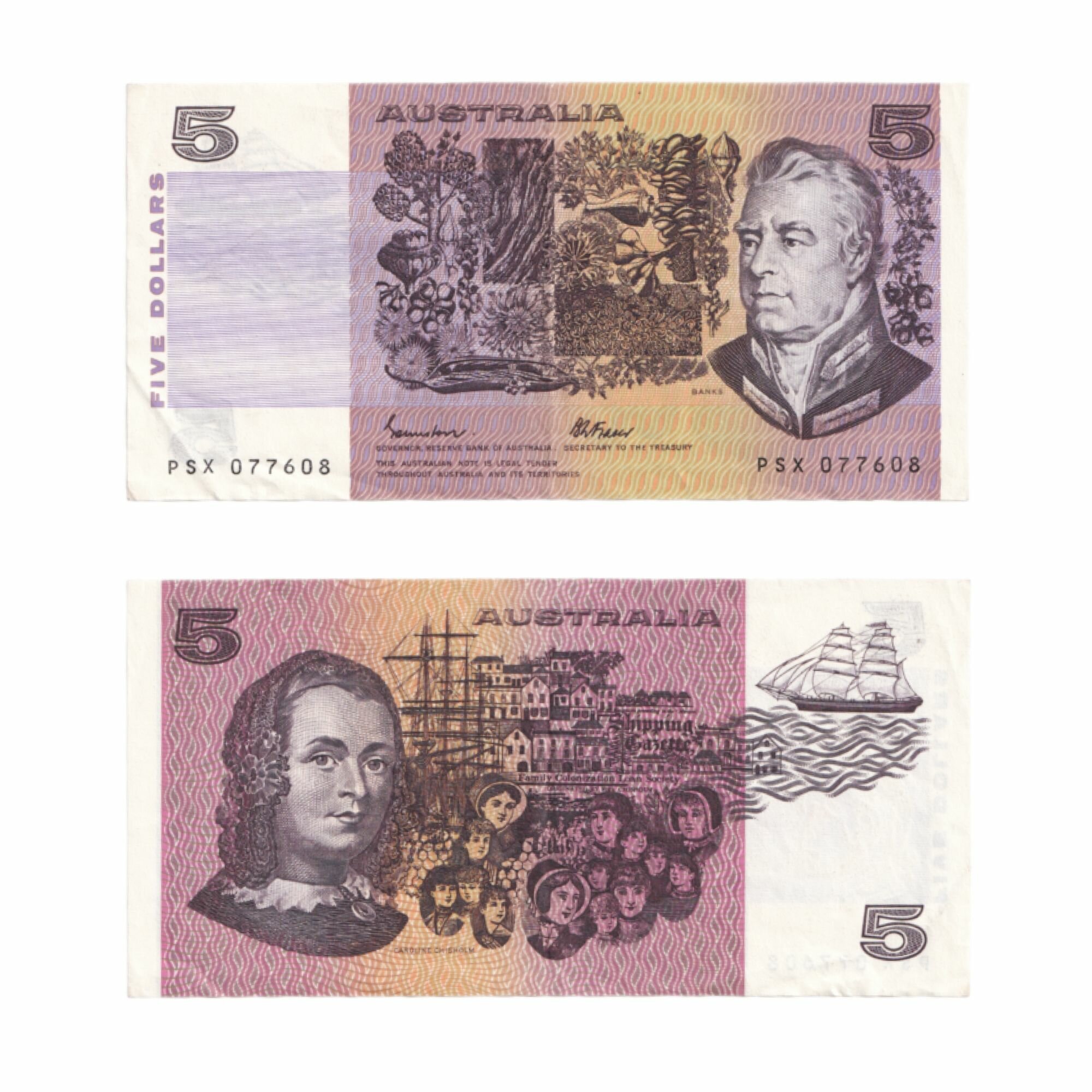 Банкнота Австралия 5 долларов FIVE POUNDS 1985 (XF) Pick 44