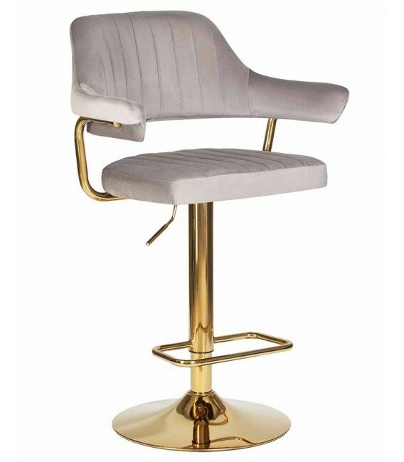 Стул барный DOBRIN CHARLY GOLD LM-5019_Gold серый велюр