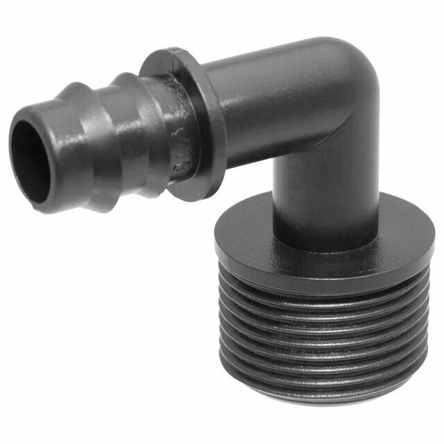 Адаптер угловой для трубки капельного полива 3/4НРх16мм комплект 2 шт подключение