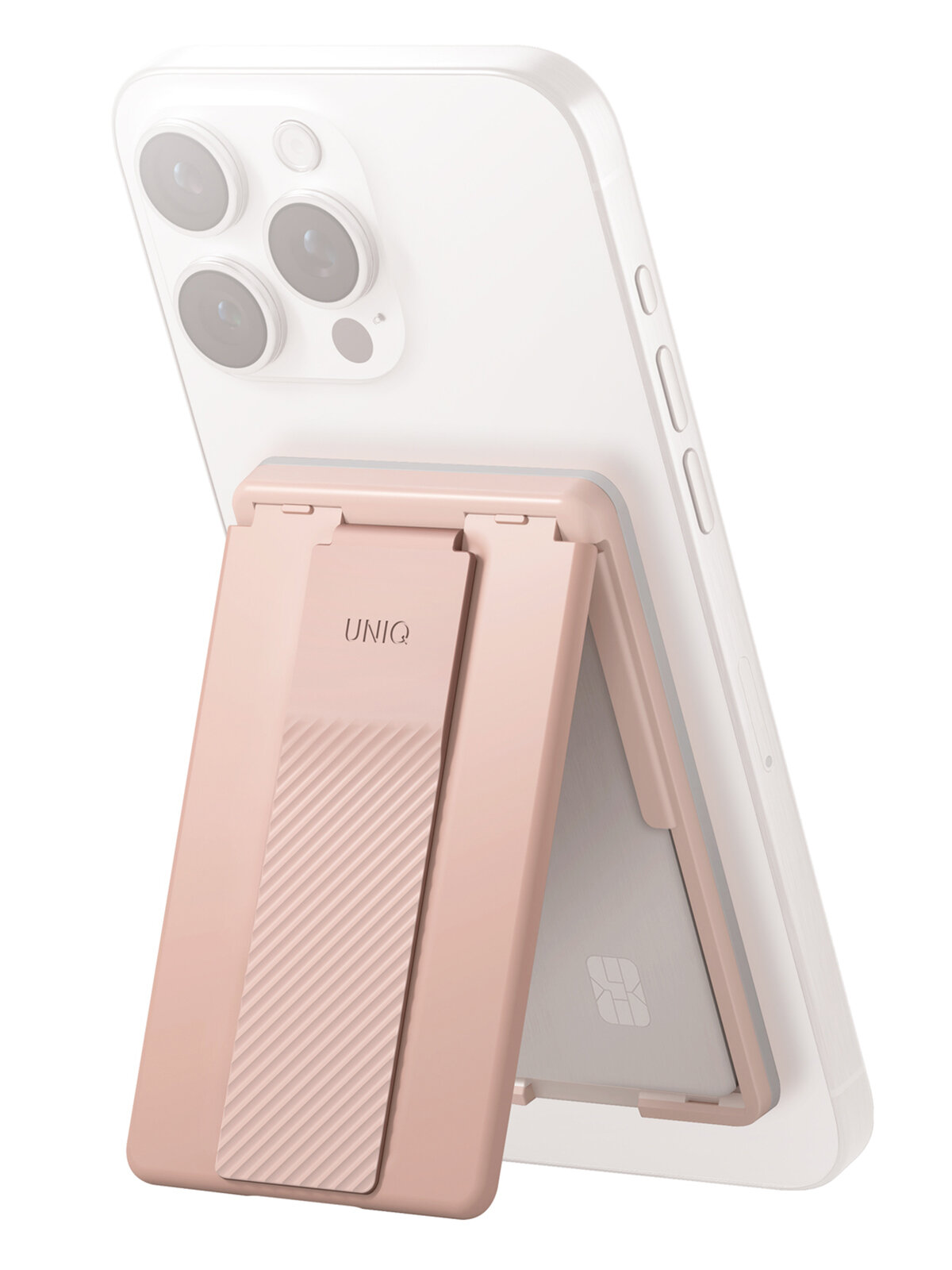 Uniq магн. бумажник Heldro ID Magnetic cardholder with Grip-Band and Stand Blush Pink