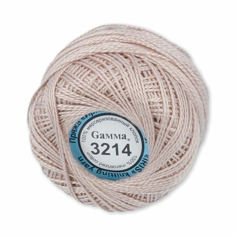 Пряжа нитки Ирис "Gamma" набор 10 мотков, хлопок, 82м, для вязания №3214 кремовый