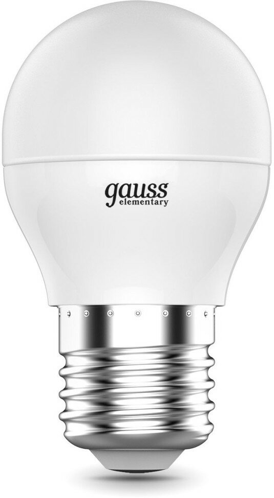 Лампа светодиодная Gauss Elementary 8Вт цок: E27 шар 220B 3000K св. свеч. бел. теп. (упак:10шт) (53218)