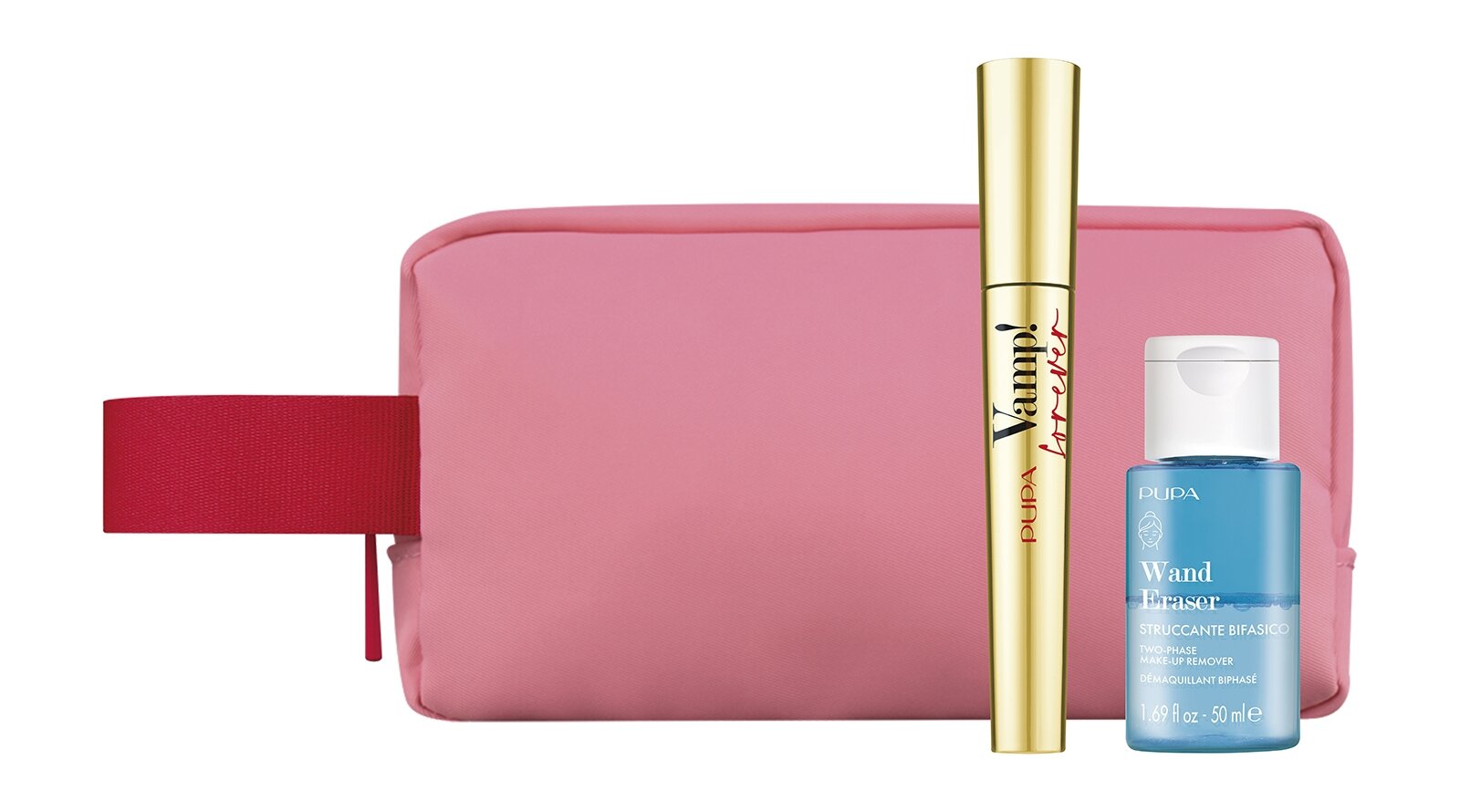 PUPA Набор Vamp! (Тушь Vamp! Forever 9 мл + Жидкость Wand Eraser 50 мл + Косметичка)
