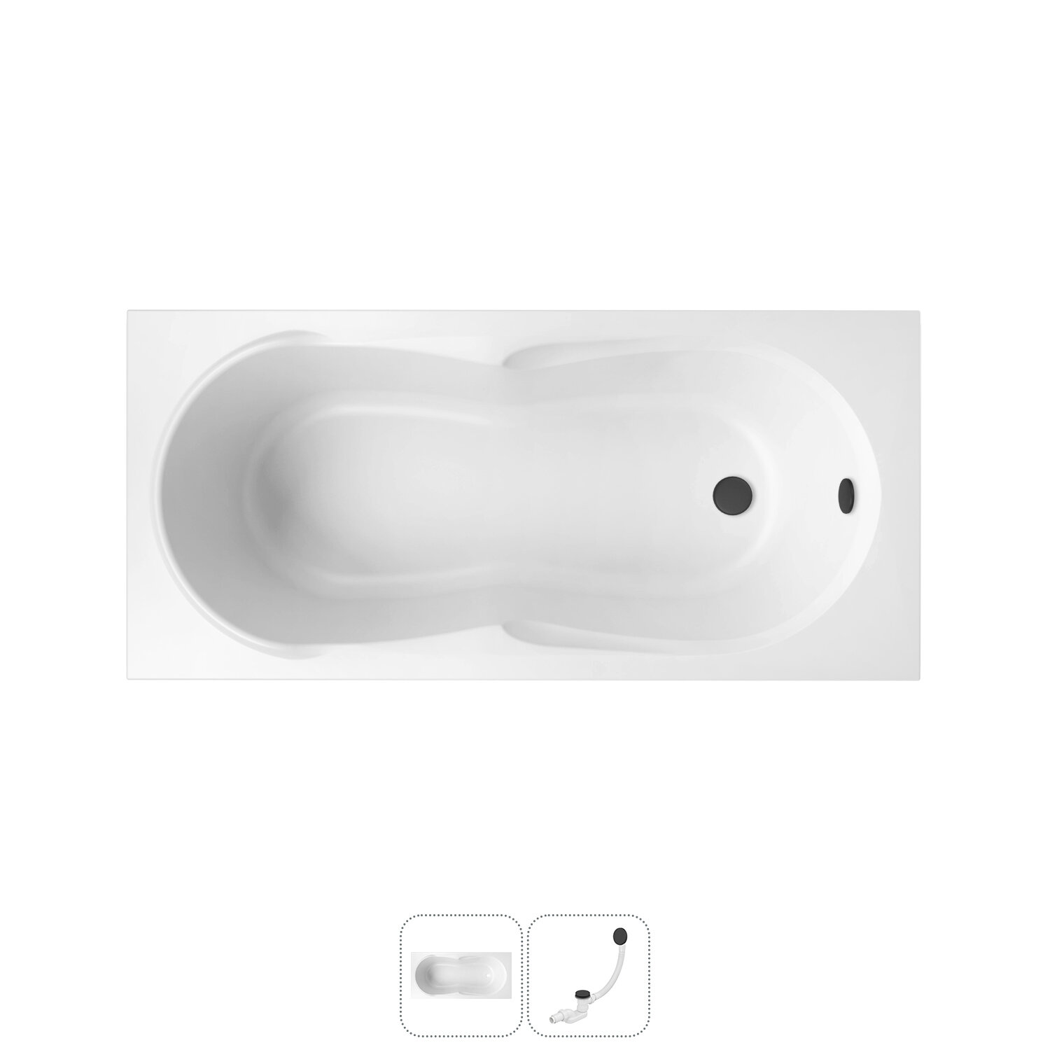 Акриловая ванна 160x70 Lavinia Boho Easter Pro 202010829 в наборе 2 в 1: прямоугольная ванна 160 x 70 см, слив-перелив