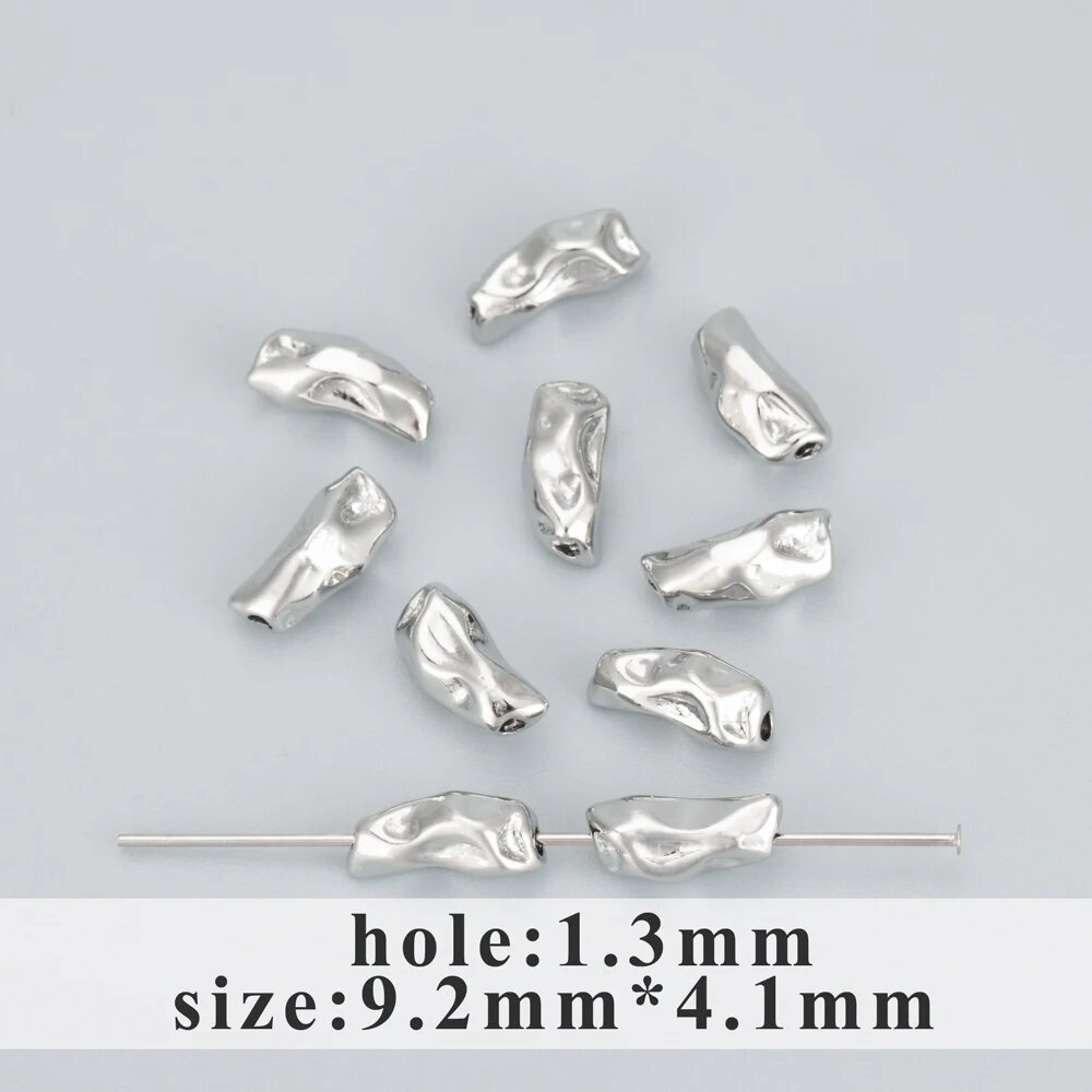 10 шт. серебряные бусины для украшений, 9.2х4.1 мм, отверстие 1.3 мм