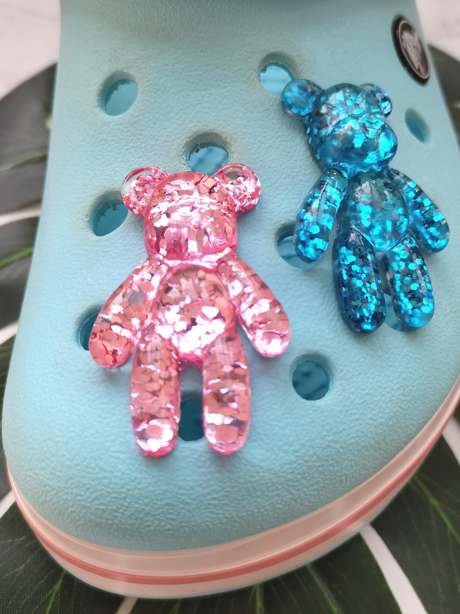 Джибитсы для Crocs Мишки стеклянные блестящие стразы женские