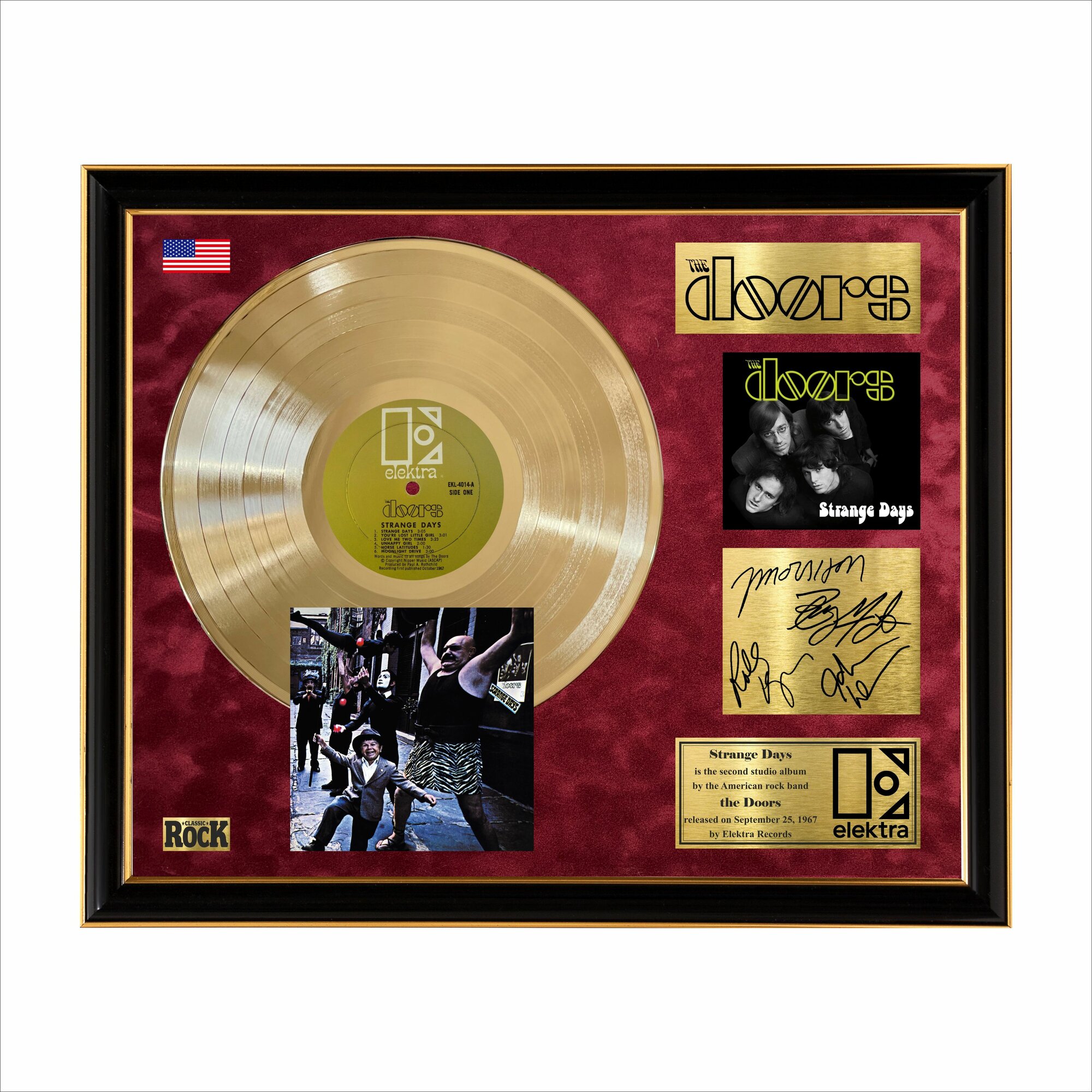 The Doors Strange days золотой винил с автографом в рамке