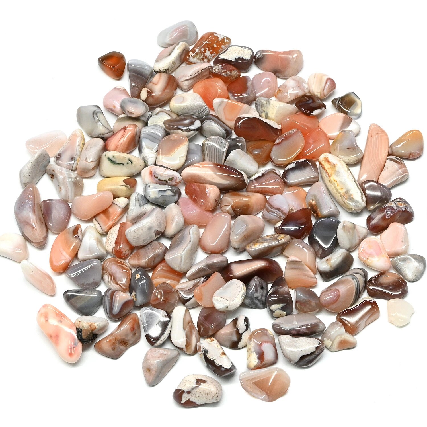 Агат розовый галтовка фракция 5-15мм, упаковка 100г .