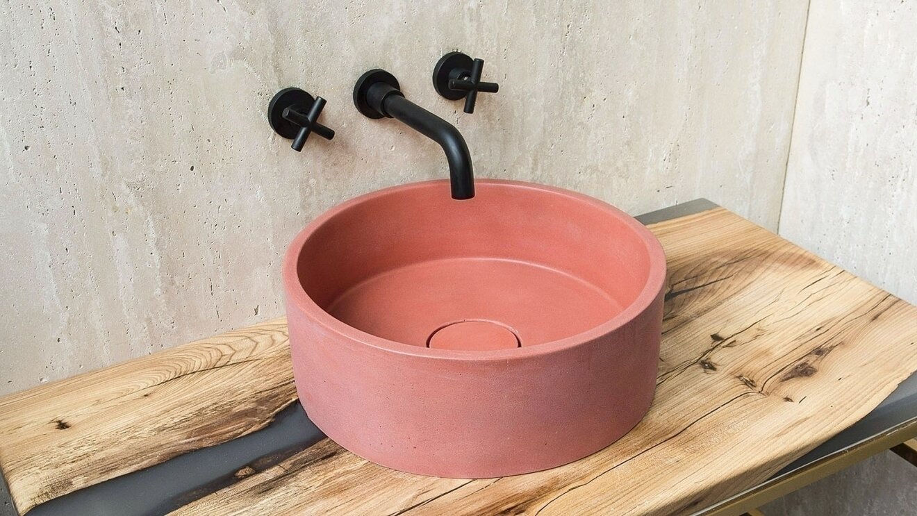 Мойка в ванную из красного бетона Kale M13 40×40×14 см 0197630113