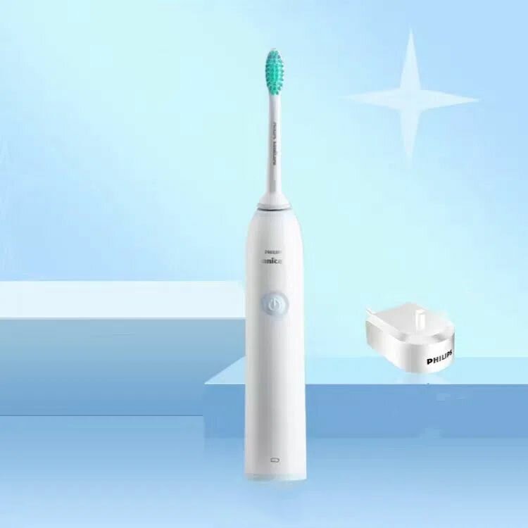 Philips Электрическая зубная щетка Электрическая зубная щетка Philips Sonic для взрослых с мягкой щетиной Перезаряжаемая HX3216 , светло-серый