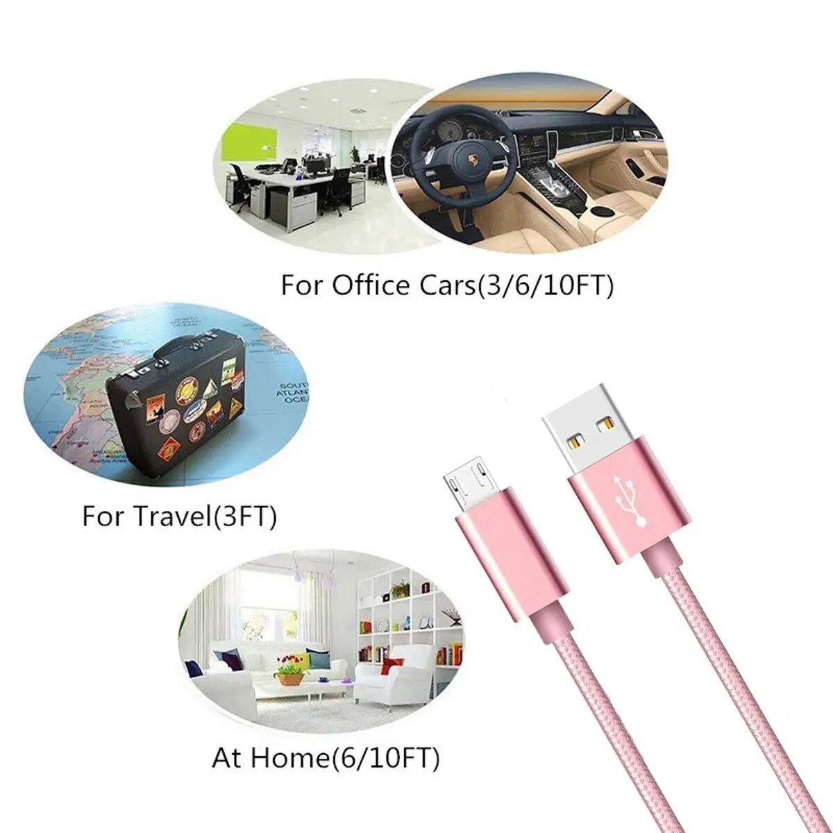 Micro USB кабель, красный, 25 см — фото 1