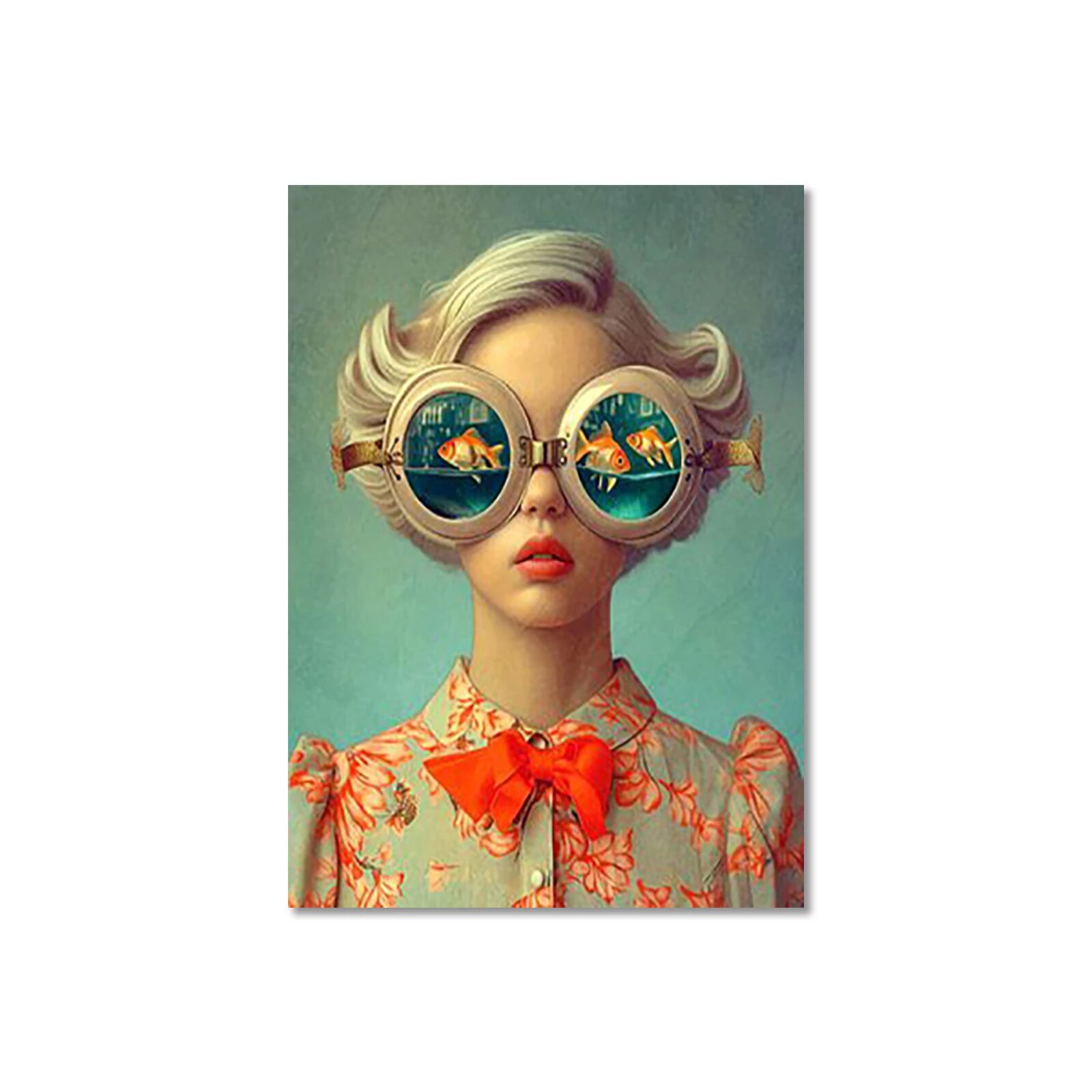 Картина на холсте QIPINGART "Девушка в очках в воде" QP10897-8, 40x60cm No Frame