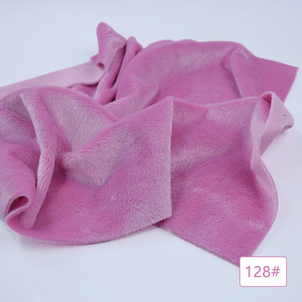 Плюшевая ткань ZYFMPTEX 5 мм, полиэстер, 45x50 см, для рукоделия Розовый, 128