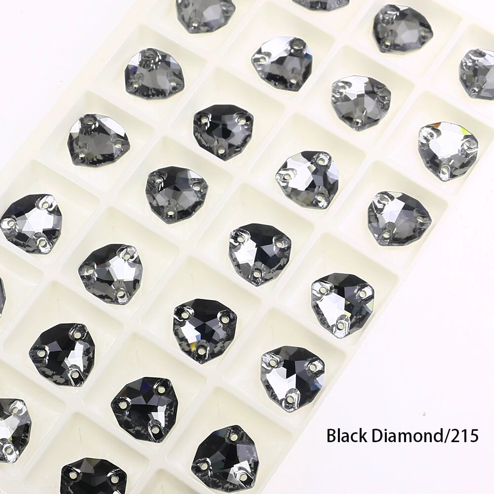 Стразы JUNJIAO Кристаллы толстые треугольные Черный, 17x17mm-10pcs, Black Diamond 215