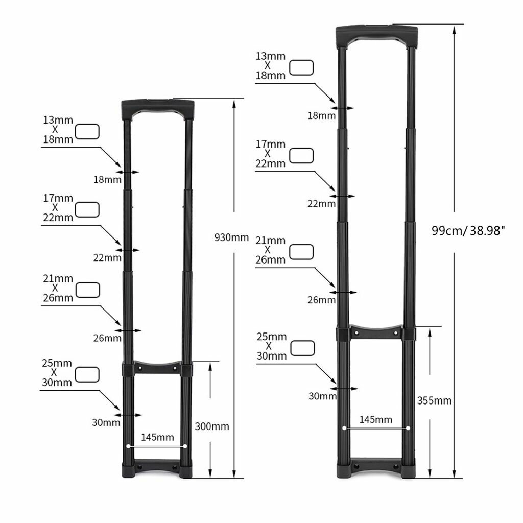 Запасные части с телескопической ручкой для чемодана. Растягивающаяся компактная металлическая тяга. Замена тяги. Простота установки и использования.