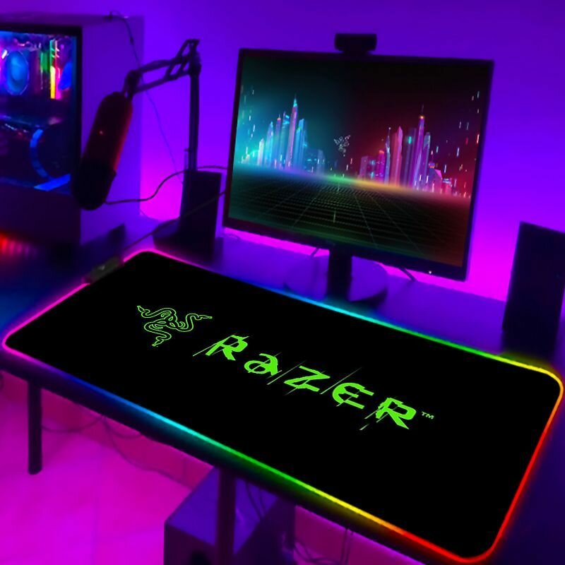 RGB LED Razer Аксессуары для компьютерного стола, игровой коврик для мыши с подсветкой для киберспортивных игроков, цвет подсветки 40x90xxl！