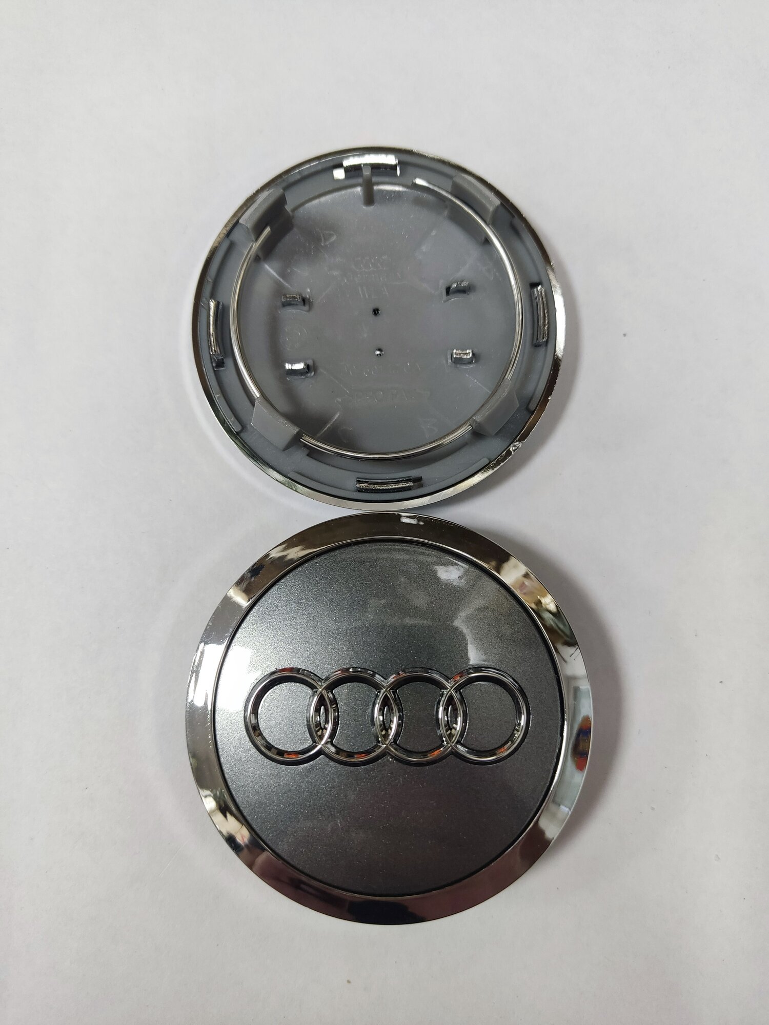 Колпачки-заглушки, для литых дисков Audi, 69х53мм, хромированные
