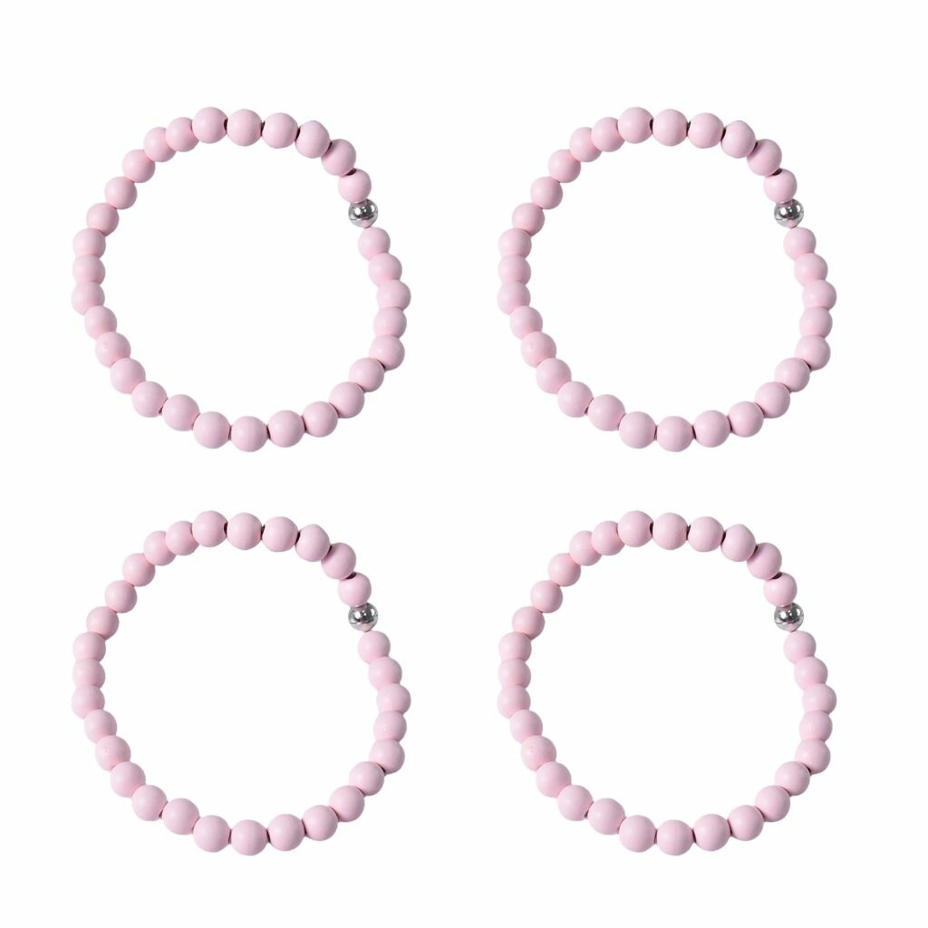4шт, цветной ремешок для занавесок с магнитной пряжкой из деревянных бусин-светло-розовый