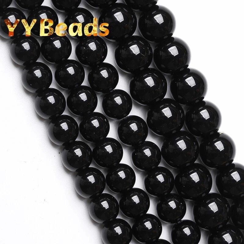Бусины из агата и оникса YY Beads 4-12 мм Черный, 12mm 31 to 32pcs, Smooth Black