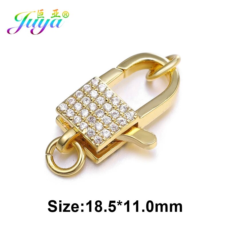 Juya карабин с цирконием, Gold, 18.5*11mm