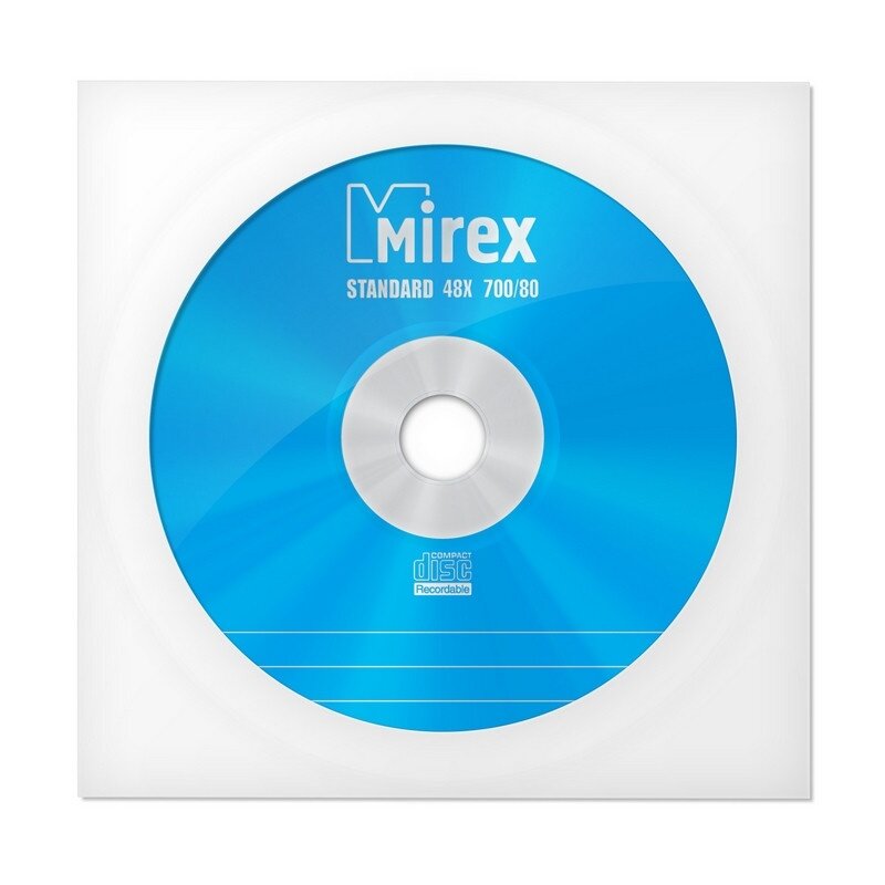 Носители информации CD-R Mirex Скорость записи 48x, Standard, конверт/1 (UL120051A8C)