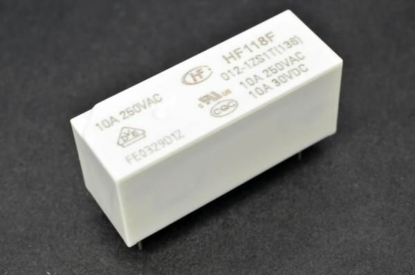 Реле электромагнитное HONGFA HF118F/012-1ZS1T(136) AgSnO2,12 В 8 А SPDT, штекер с одной катушкой, 10.1x28.5мм, 1 шт