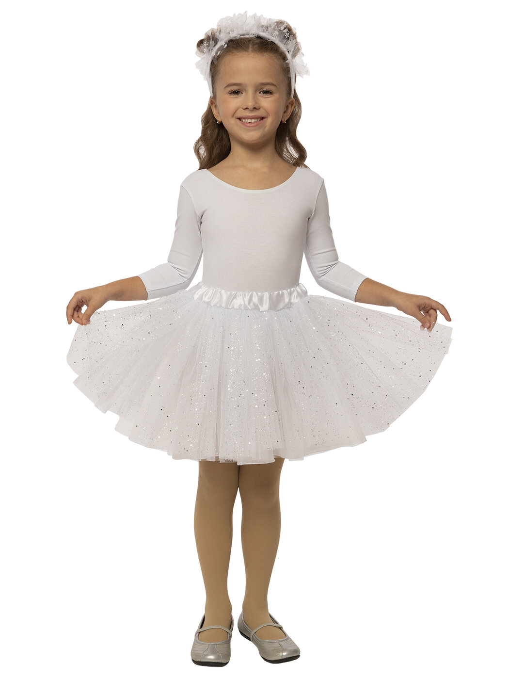 Детский карнавальный костюм Снежинка пушистая р.104-110 (размер 28)
