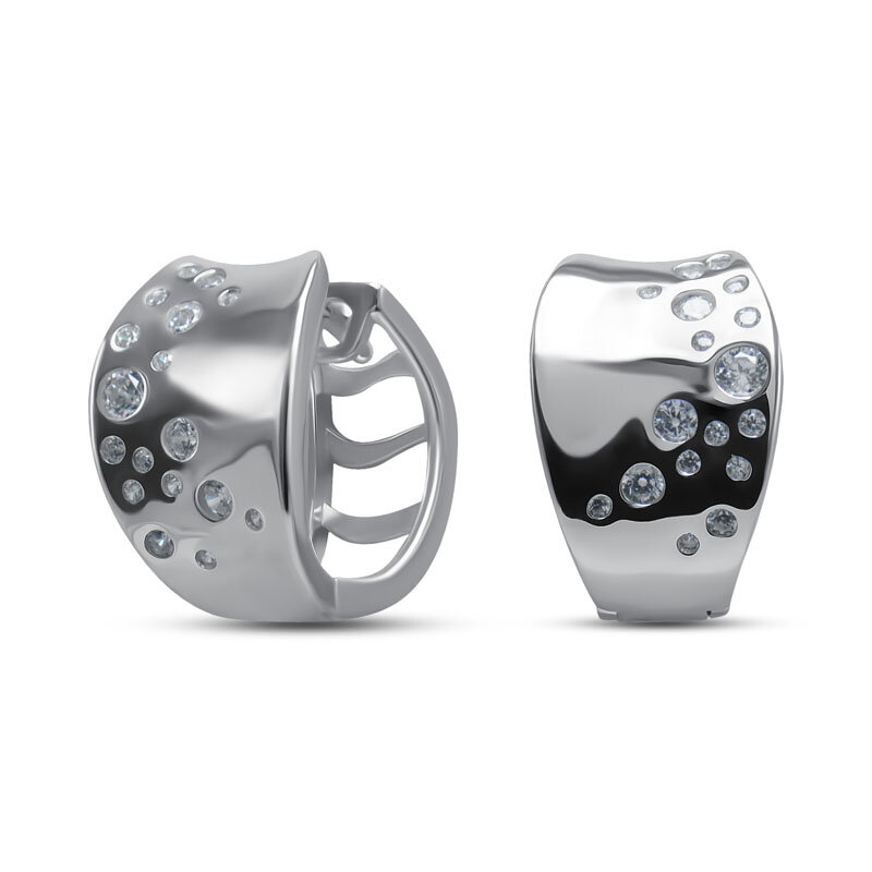 Серьги, серебро, 925 проба, фианит