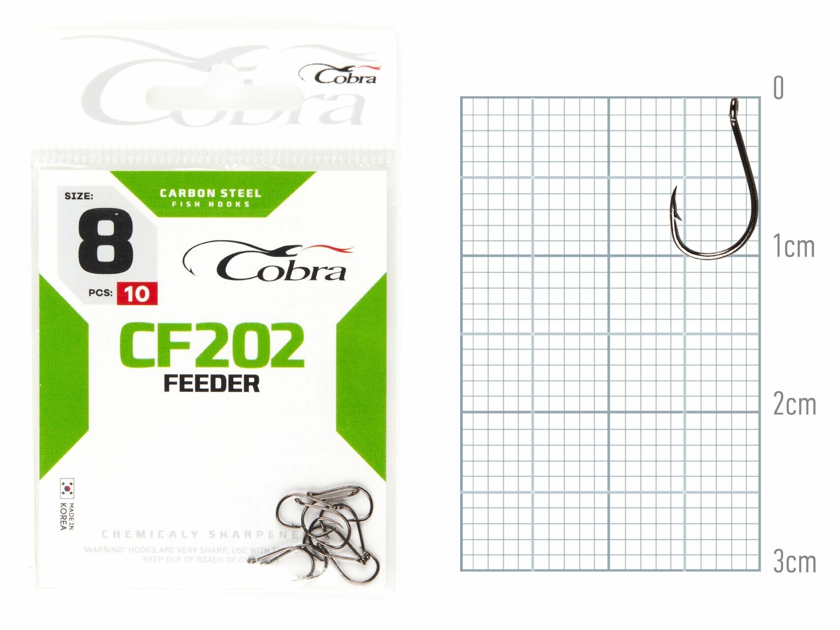 Крючки для рыбалки одноподдевные металлические набор на щуку и сома, Cobra FEEDER MASTER сер. CF202 разм. 008 10шт. по 10 упак, снасти карповые летние