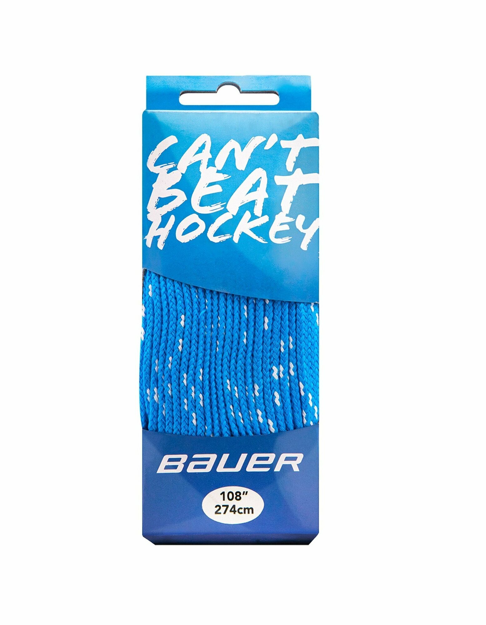 Шнурки хоккейные Bauer "Hockey Fights Back" Blue, размер 84", синие, без пропитки
